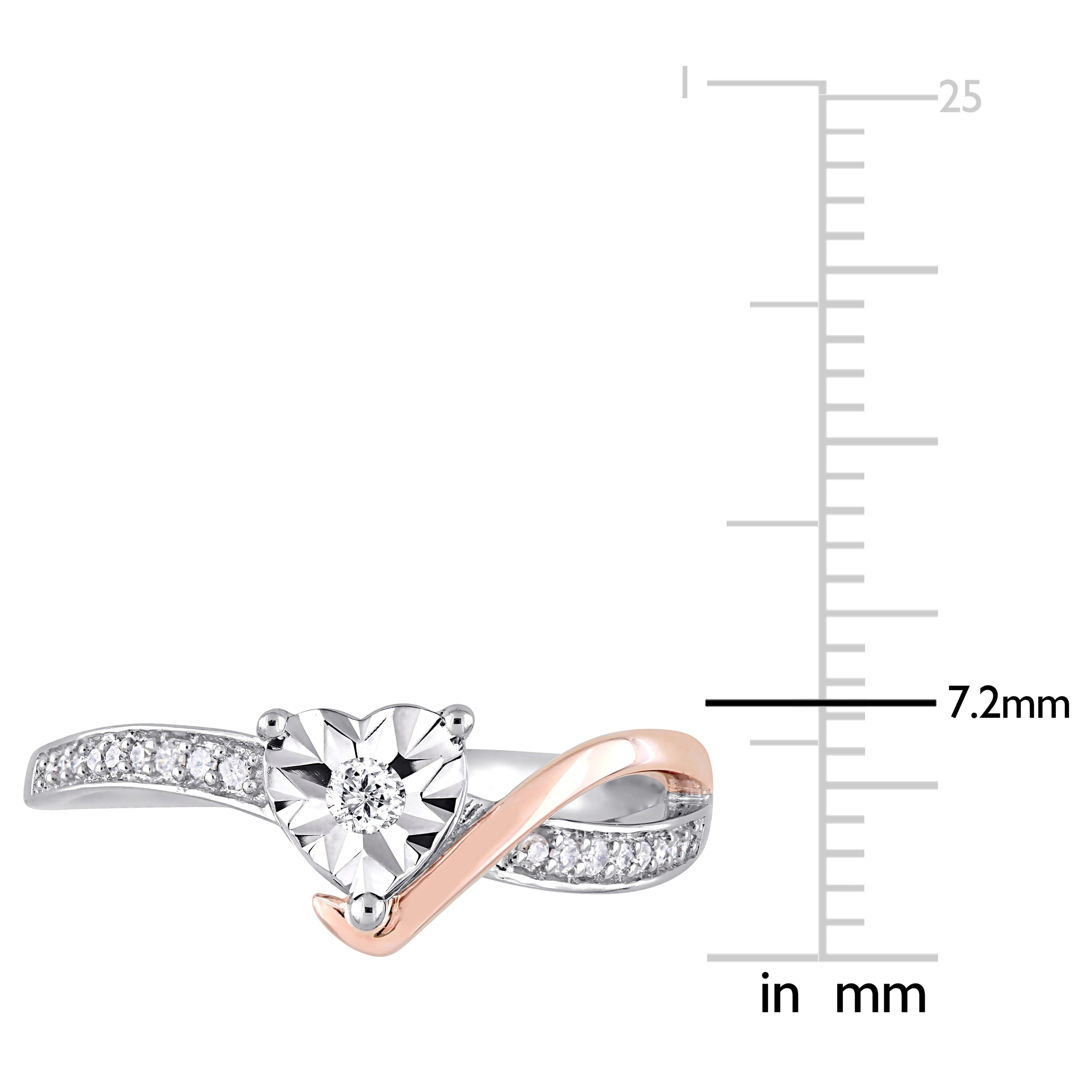 Heart-Shaped Crossover Engagement Ring with 1/10ct TDW Diamond in ...